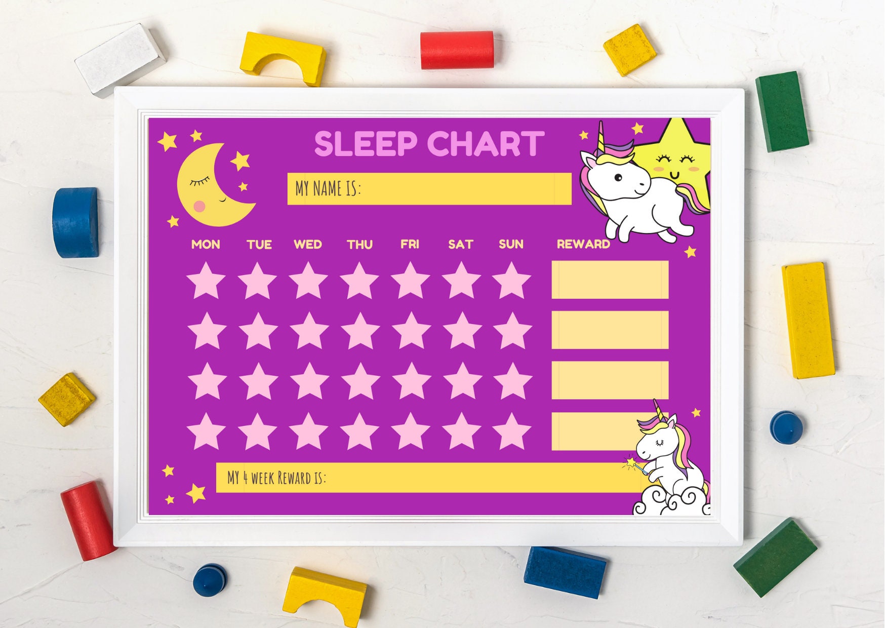 Printable Unicorn Sleep Reward Chart for Kids - Etsy