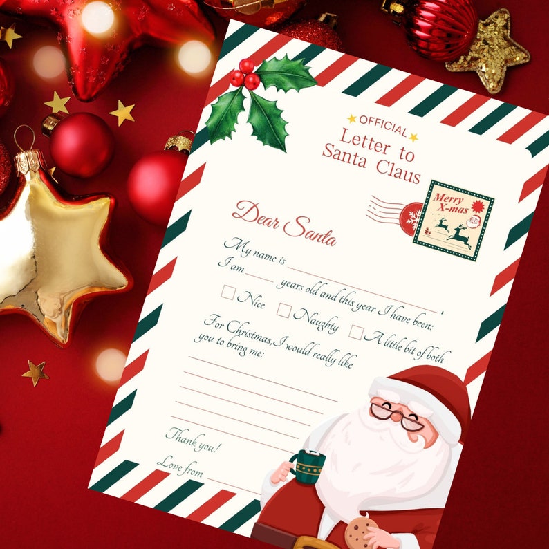 Letter to Santa for Children to Fill In, PDF Printable, Dear Santa ...