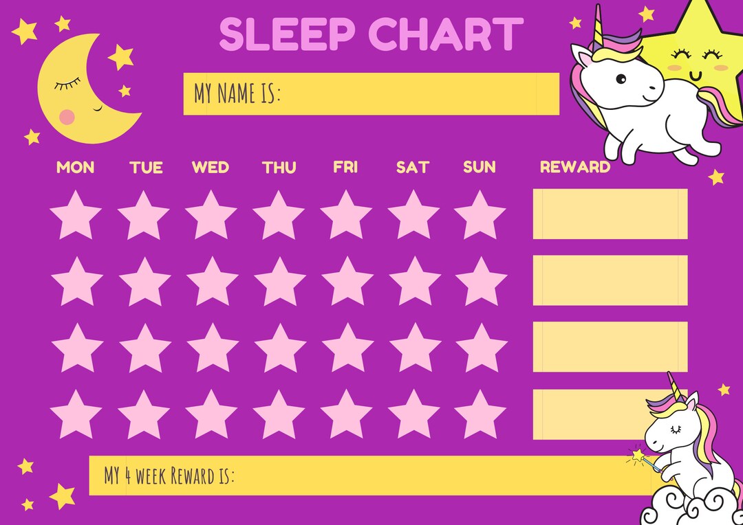 Printable Unicorn Sleep Reward Chart for Kids - Etsy