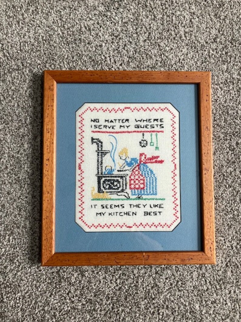 Vintage Kitchen Themed Cross Stitch Sampler Newly Matted and Framed - Etsy