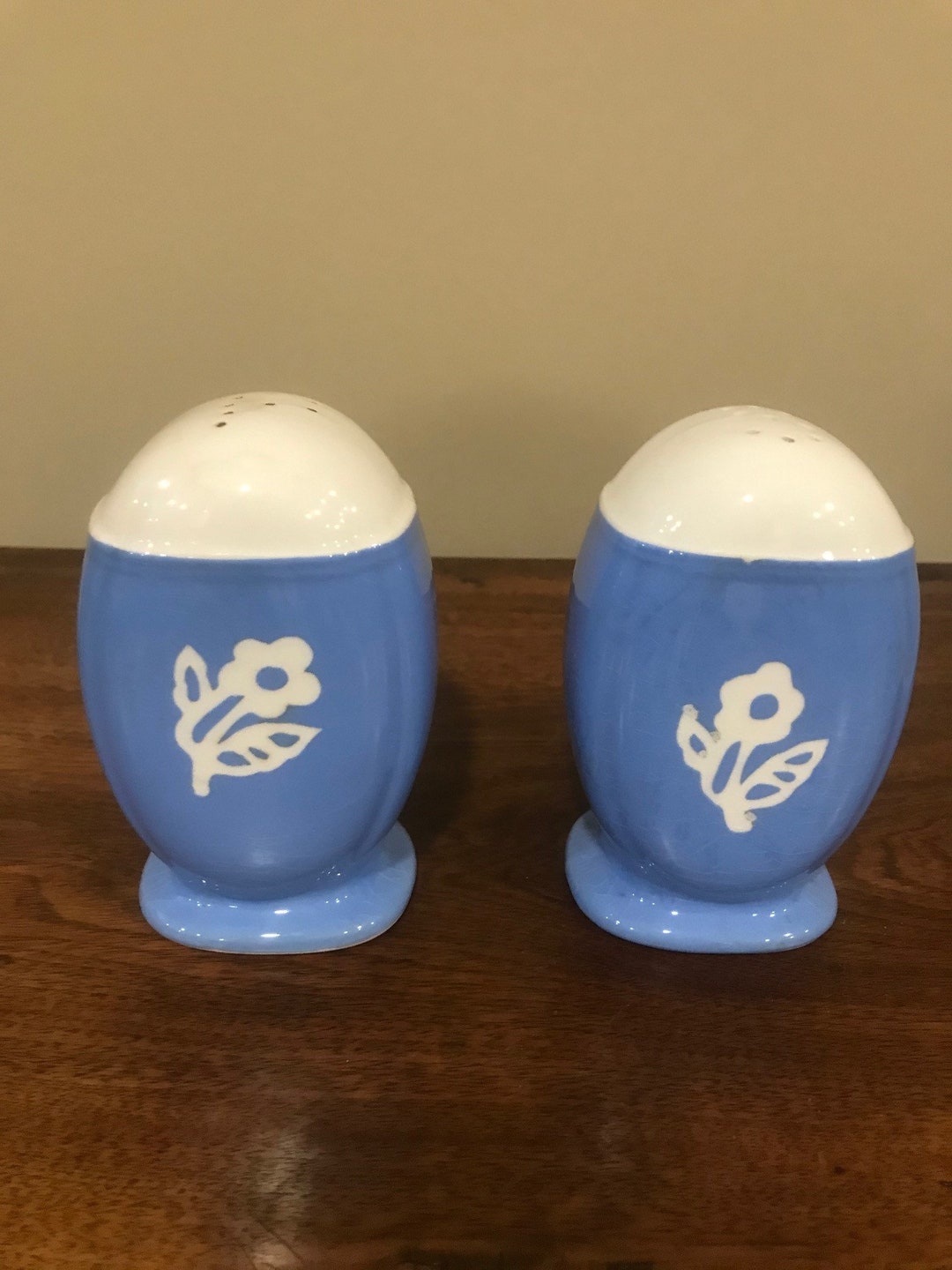 Hall Light Blue Salt and Pepper Shakers, Light Blue and Ivory, Atomic ...