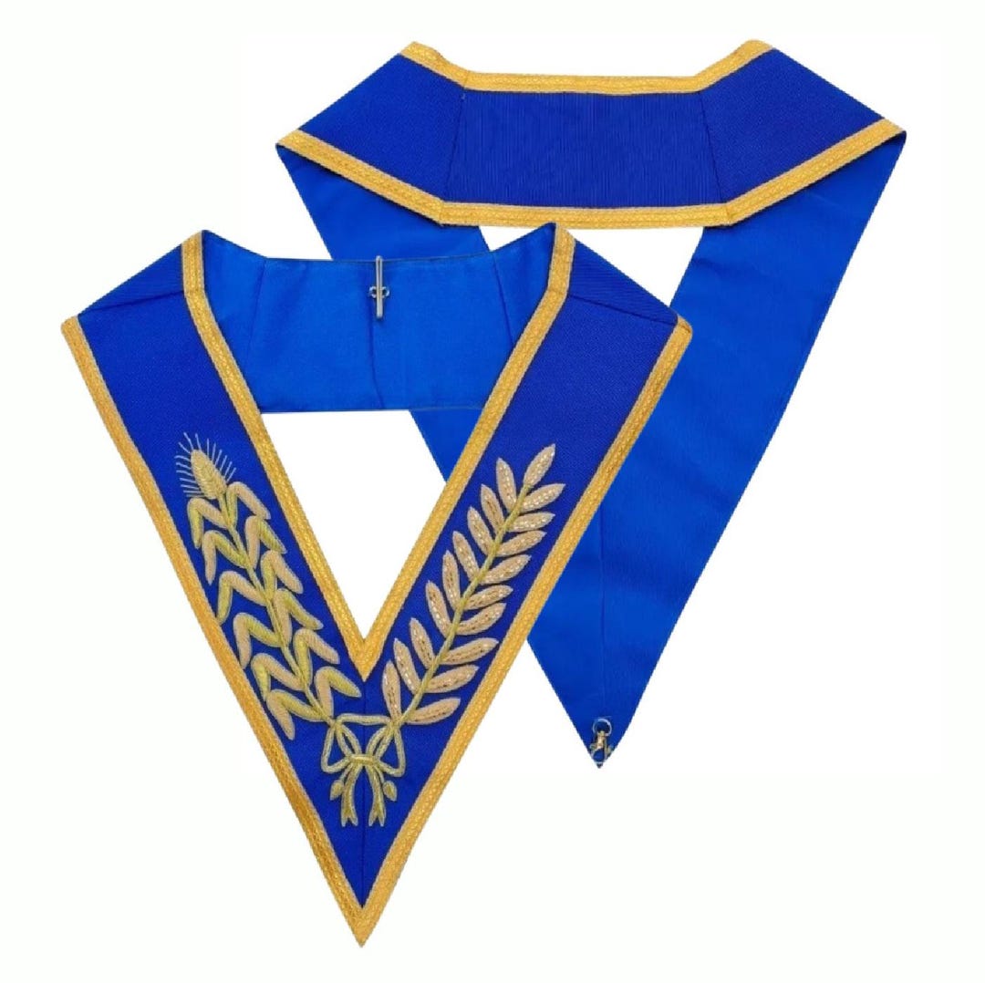 Handmade Masonic Grand Rank Officer Collar: Gold Embroidery, Blue ...