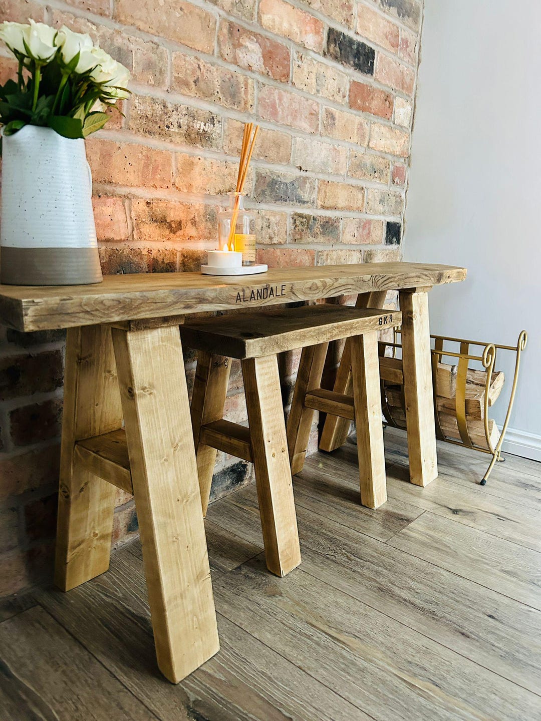 Farmhouse Cottage Style Decorative Wooden Rustic Style Bench Milking ...