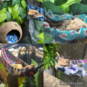 Water-resistant Wipeable Gecko / Amphibian / Small Rodent Hammock Hide ...