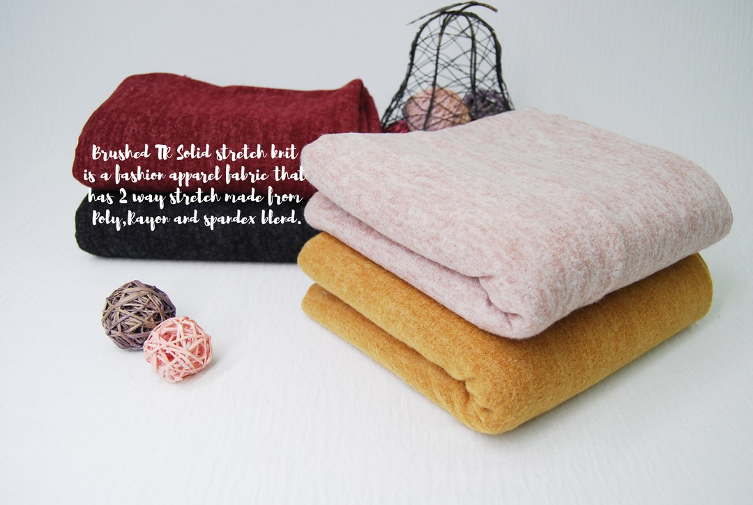 Brushed TR Knit Solid Fabric by the Yard, Soft Hand Feel With Medium ...