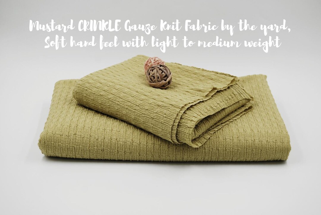Mustard Crinkle Gauze Knit Fabric: Soft & Breathable by the Yard - Etsy