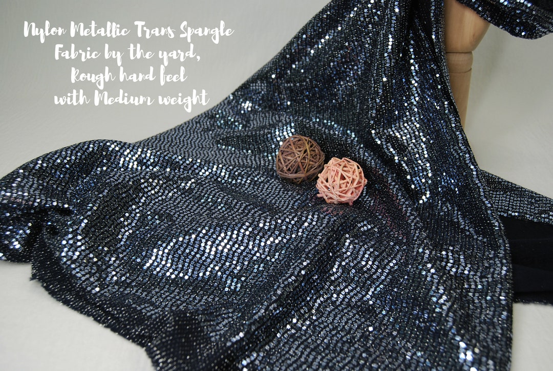Navy Nylon Metallic Spangle Fabric: Medium Weight, 2-way Stretch - Etsy