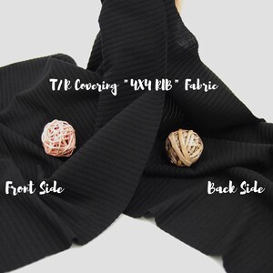 BLACK T/R COVERING 4X4 RIB Knitting Fabric by the Yard, Soft Hand Feel ...