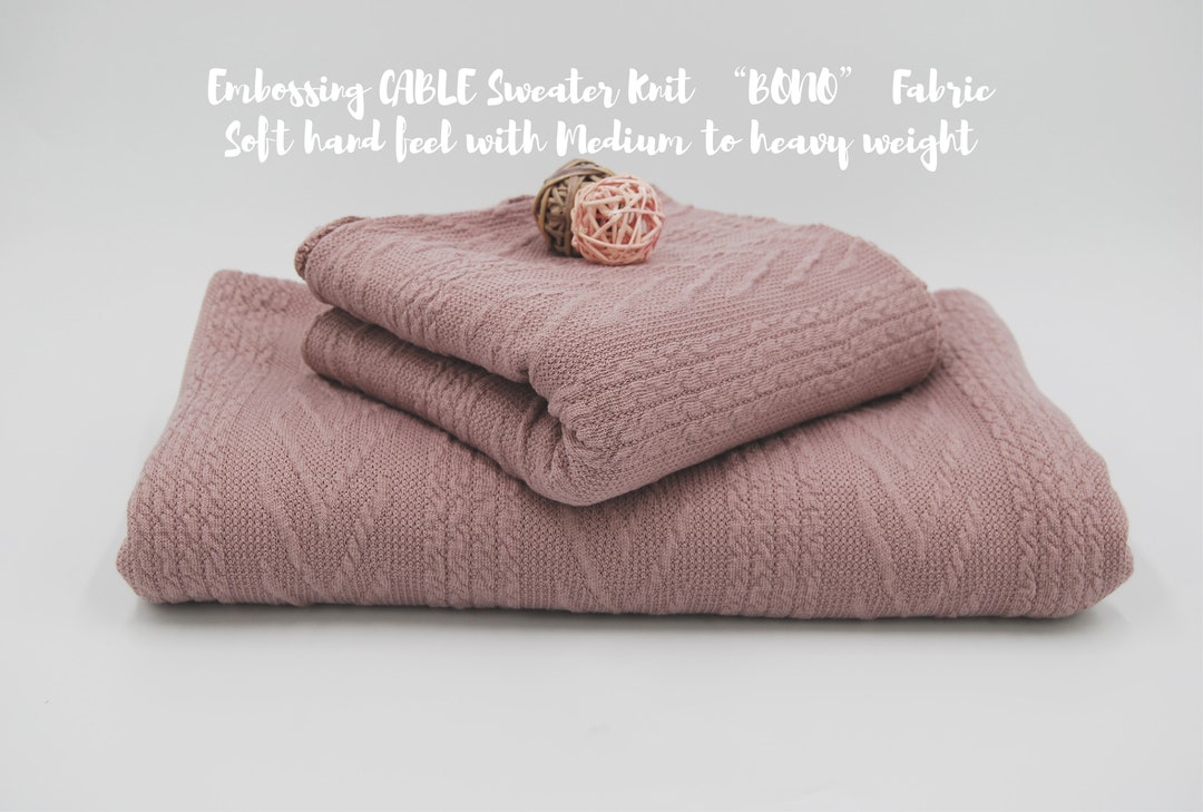 Light Mushroom Embossed Cable Knit Fabric: Soft Sweater Knit by the ...