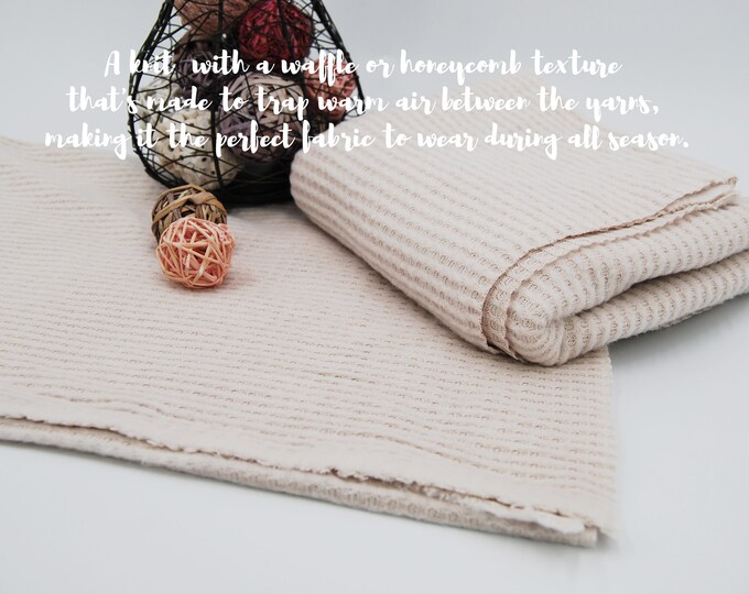 OATMEAL Brushed Waffle Knit "honey" Fabric by the Yard, Soft Hand Feel ...