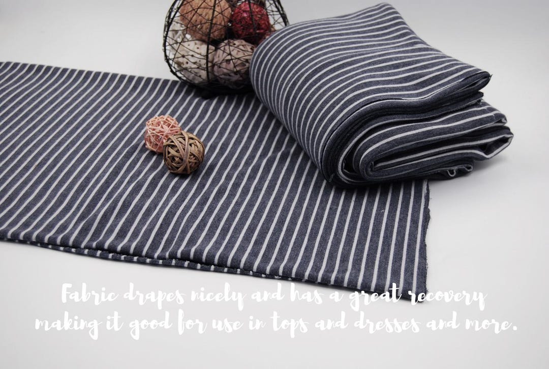 Navy & Ivory Striped French Terry Knit Fabric: Soft Apparel Material - Etsy