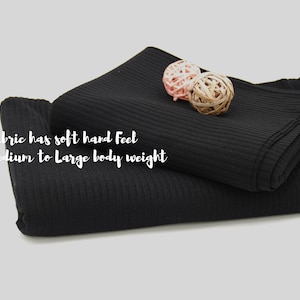 BLACK T/R COVERING 4X4 RIB Knitting Fabric by the Yard, Soft Hand Feel ...