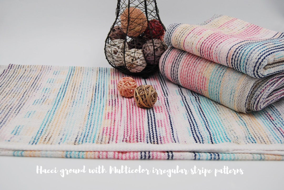 Multicolor VINTAGE HACCI Stripe Sweater Knit Fabric by the Yard, Soft ...