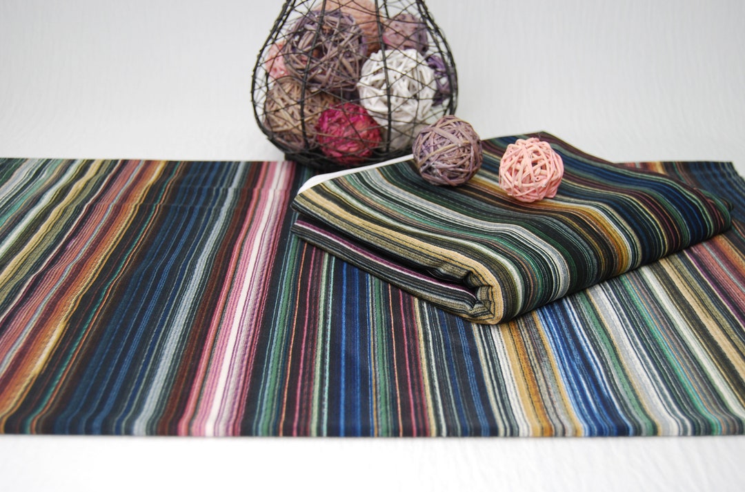 Striped Venezia Knit Fabric: Multicolor Poly Span Blend by the Yard - Etsy