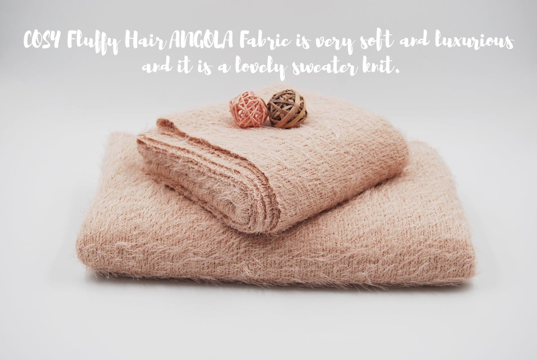 TAUPE Cosy Knit Fluffy Hair ANGORA Fabric by the Yard, Soft Hand Feel ...