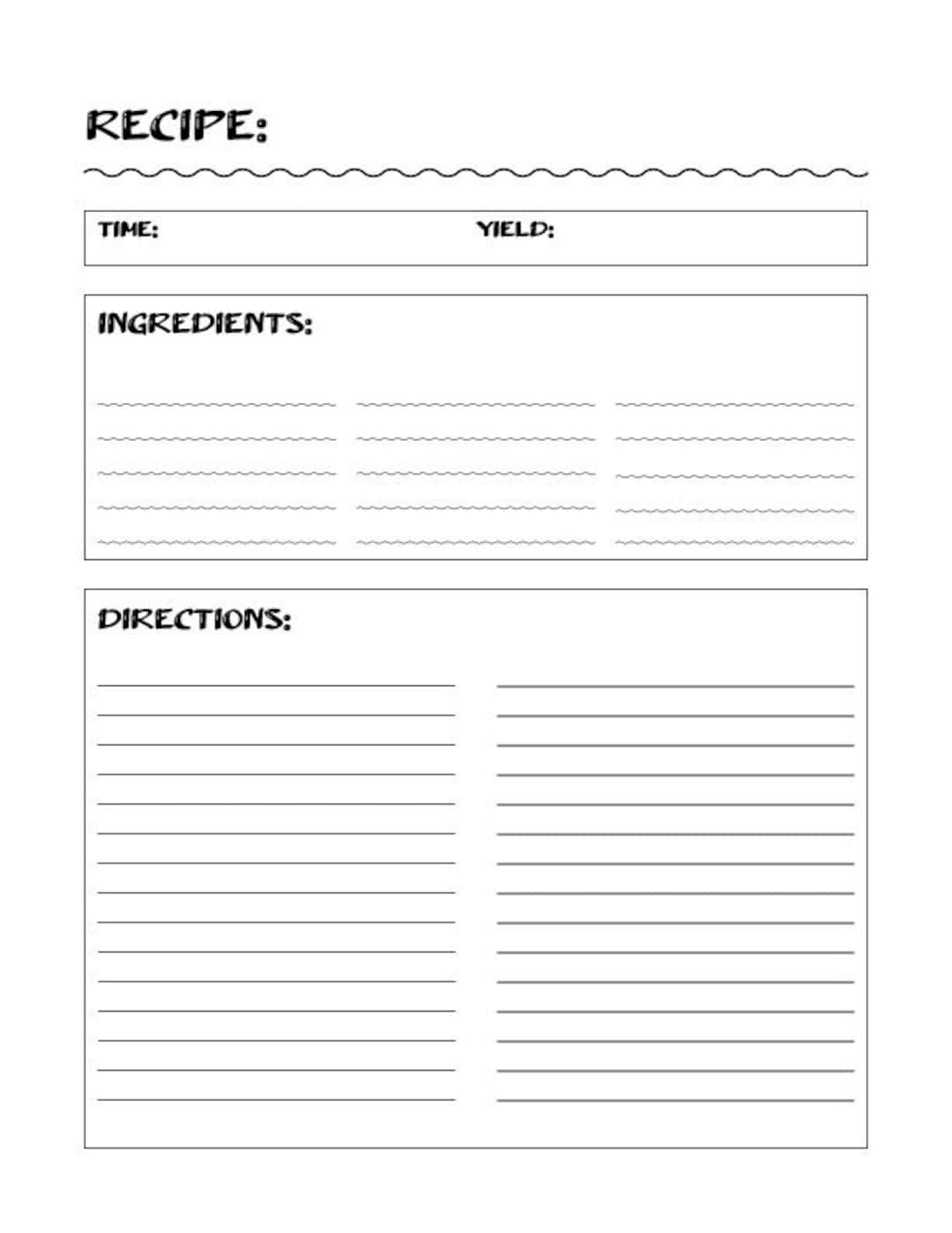 Recipe Card Download Printable PDF Minimal, Modern Aesthetic - Etsy