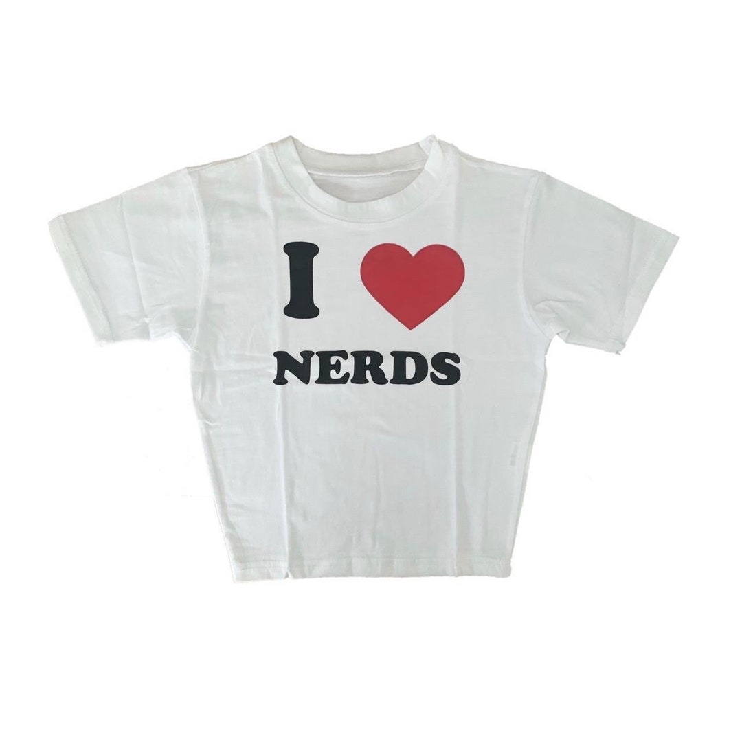 I Heart Nerds Slogan Baby Tee Y2k Cropped Graphic T Shirt 2000s Era Mall Goth Style Top - Etsy