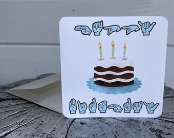 Sign Language Birthday Card / ASL Happy Birthday Card / Sign - Etsy