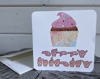 Sign Language Birthday Card / ASL Happy Birthday Card / Sign - Etsy