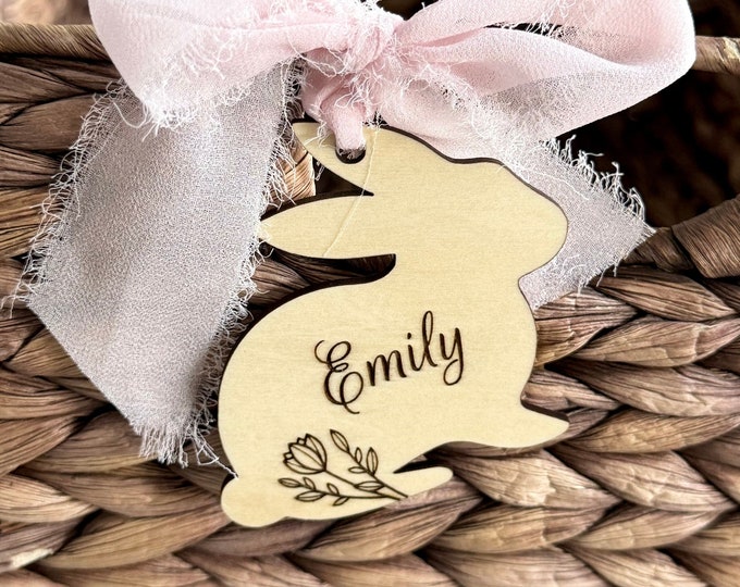 Personalized Easter Basket Name Tag / Custom Wood Bunny Basket Name ...