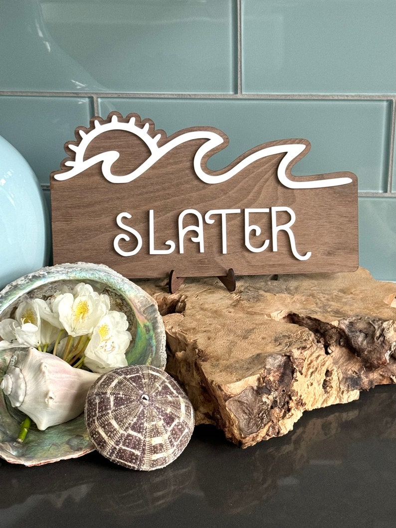 Large Ocean Wave Name Sign / Personalized Baby Gift / Ocean Theme Sign ...
