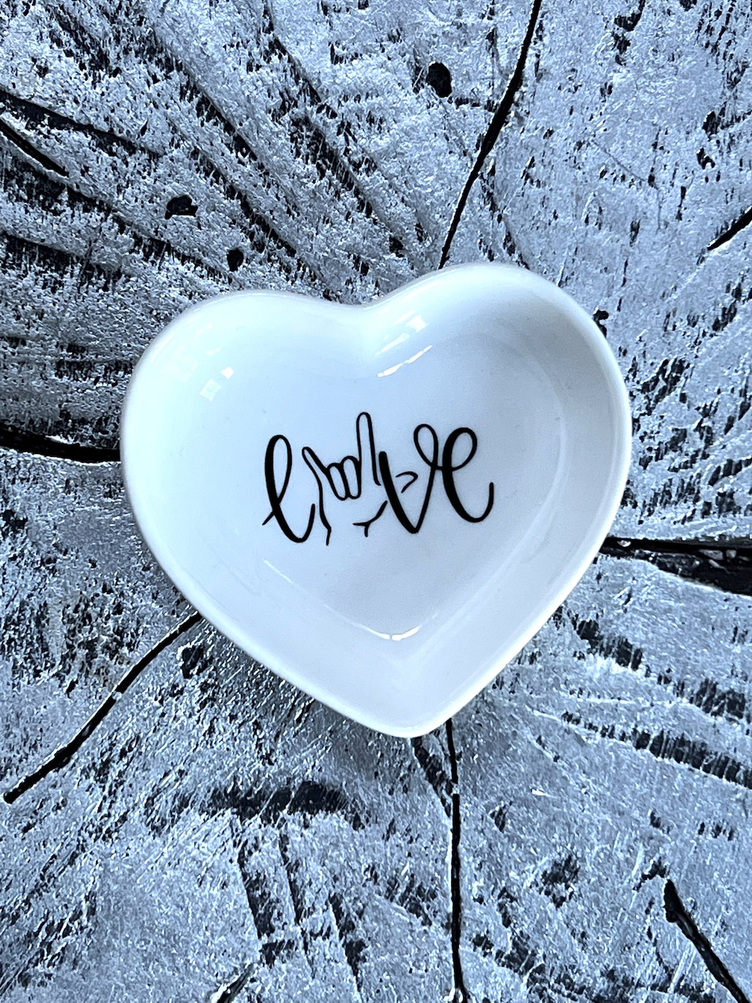 Heart Shaped Ring Dish / ASL Jewelry Dish / Sign Language Love Trinket ...