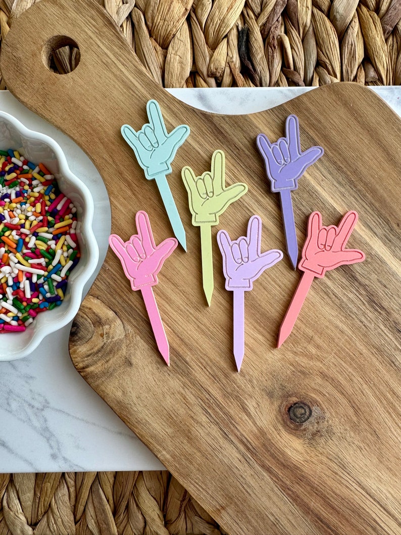 ASL Cupcake Toppers / Sign Language I Love You Cake Topper / ASL Party ...