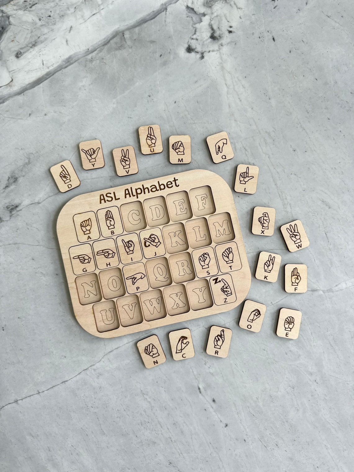 Wood Sign Language Puzzle / ASL Alphabet Puzzle / Montessori Alphabet ...