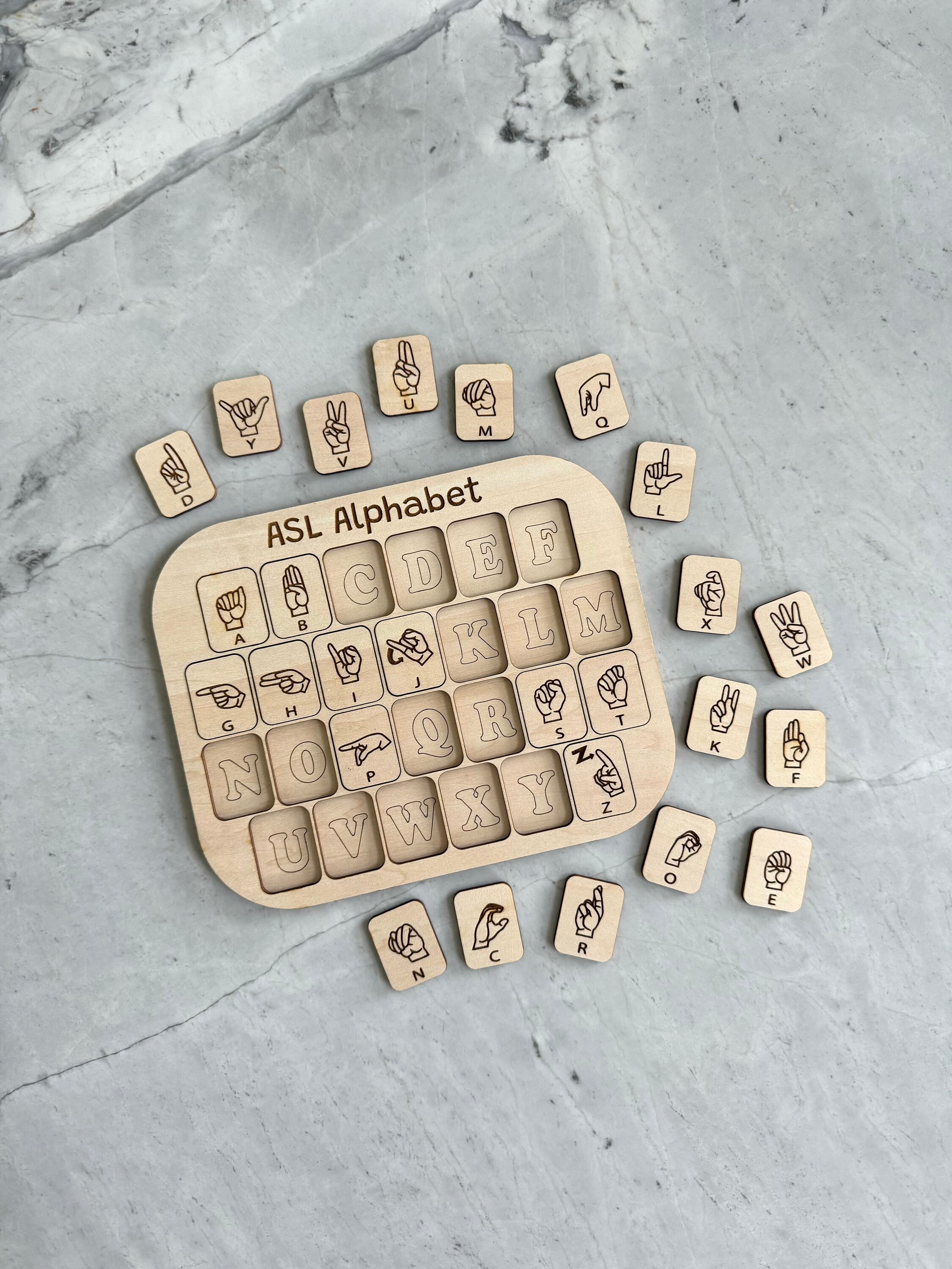 Wood Sign Language Puzzle / ASL Alphabet Puzzle / Montessori Alphabet ...