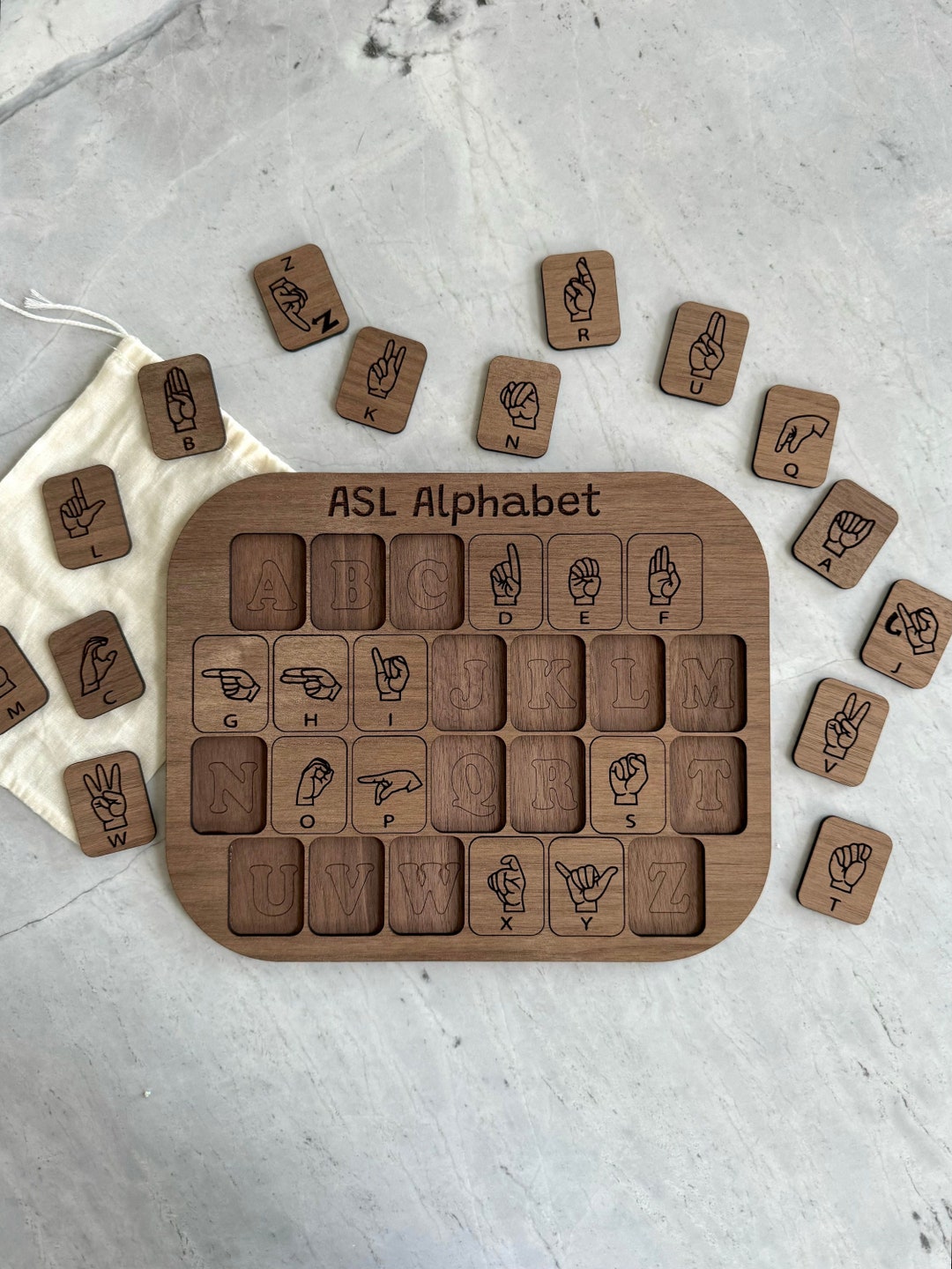 Wood Sign Language Puzzle / ASL Alphabet Puzzle / Montessori Alphabet ...