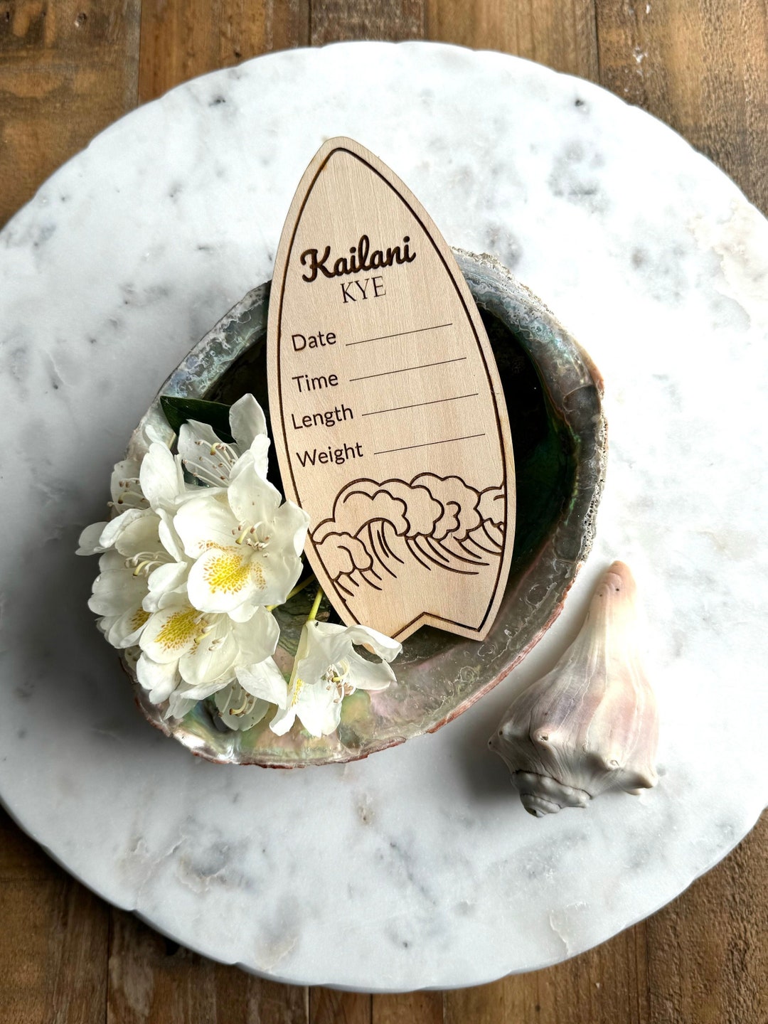 Surfboard Baby Stats / Ocean Birth Announcement / Ocean Wave Name Sign ...