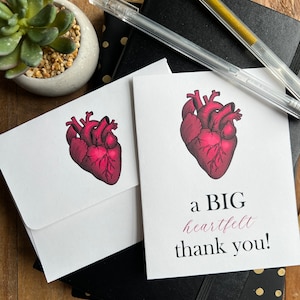 Anatomical Heart Card / Human Heart Thank You Note / Card for ...