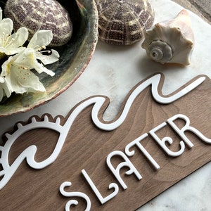 Large Ocean Wave Name Sign / Personalized Baby Gift / Ocean Theme Sign ...