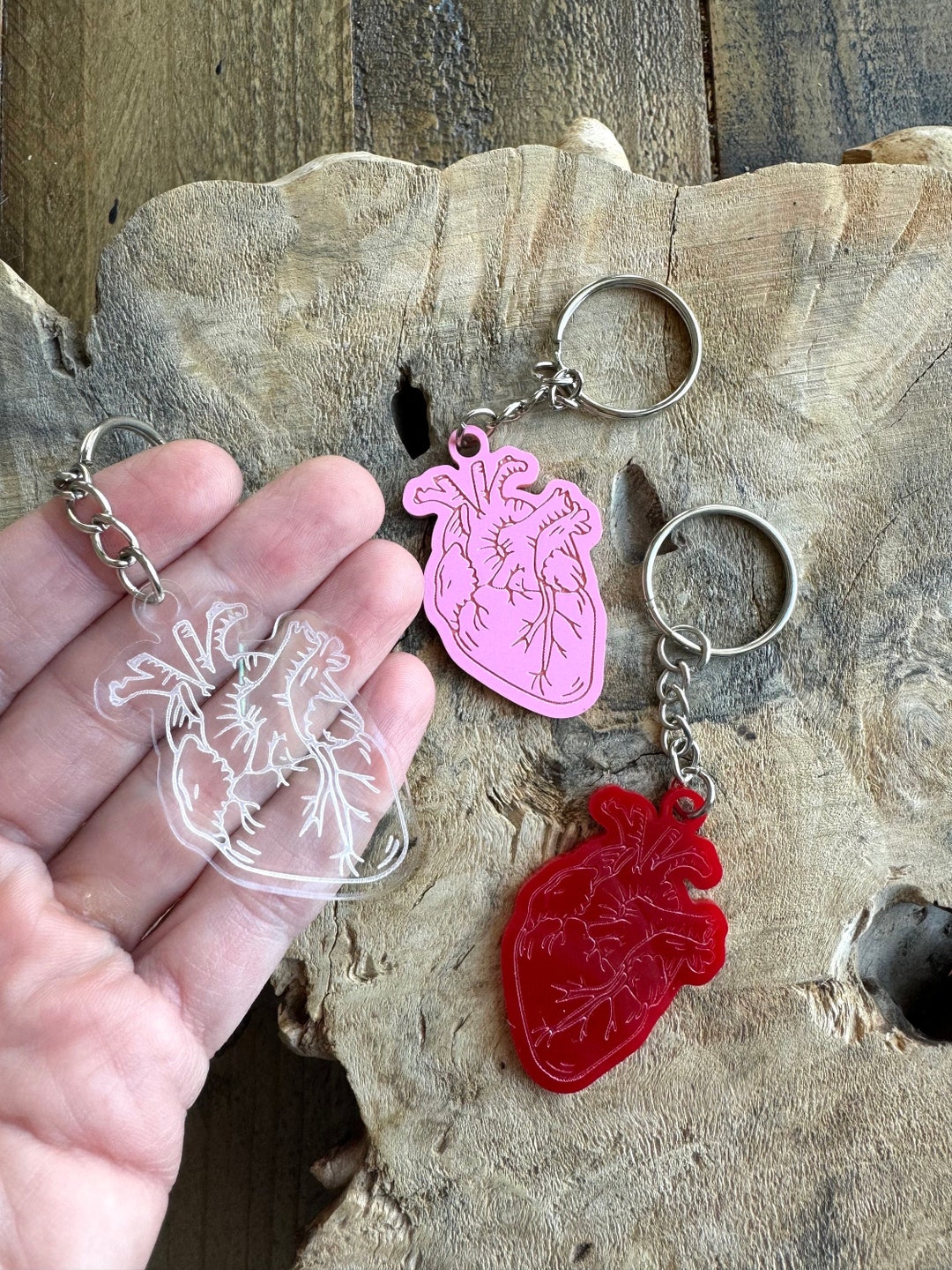 Anatomical Heart Keychain / Engraved Human Heart Keychain / Acrylic ...