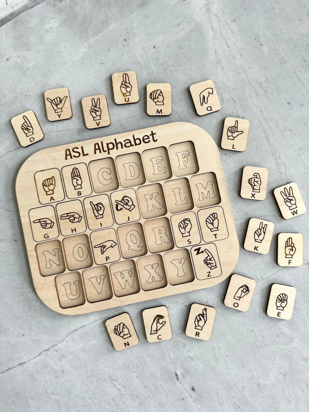 Wood Sign Language Puzzle / ASL Alphabet Puzzle / Montessori Alphabet ...