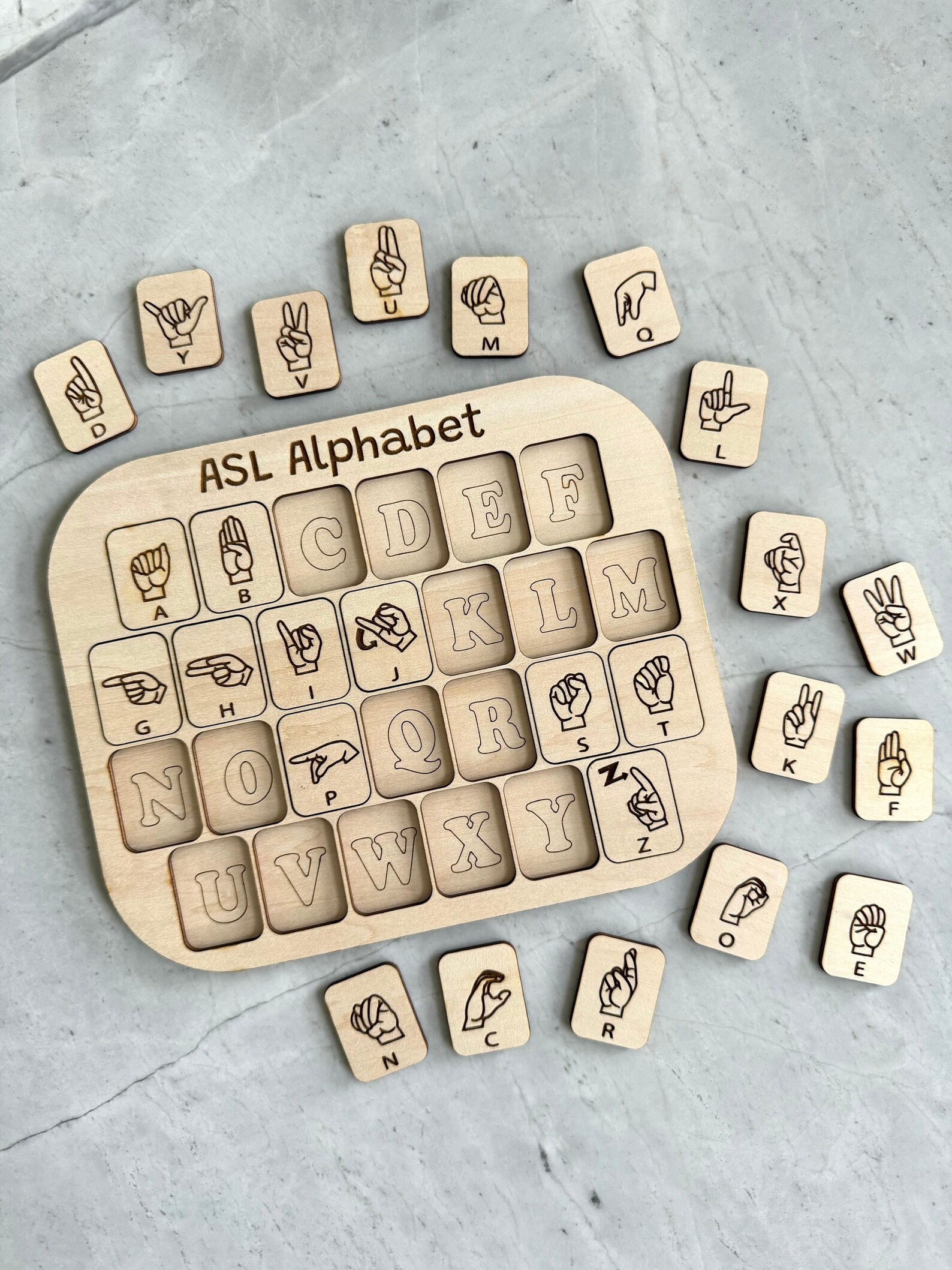Wood Sign Language Puzzle / ASL Alphabet Puzzle / Montessori Alphabet ...