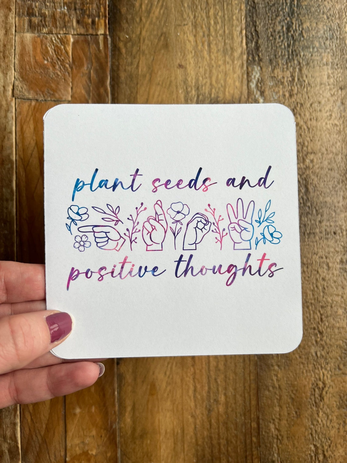 Sign Language Card / ASL Card / Positive Thoughts Card / Inspirational ...