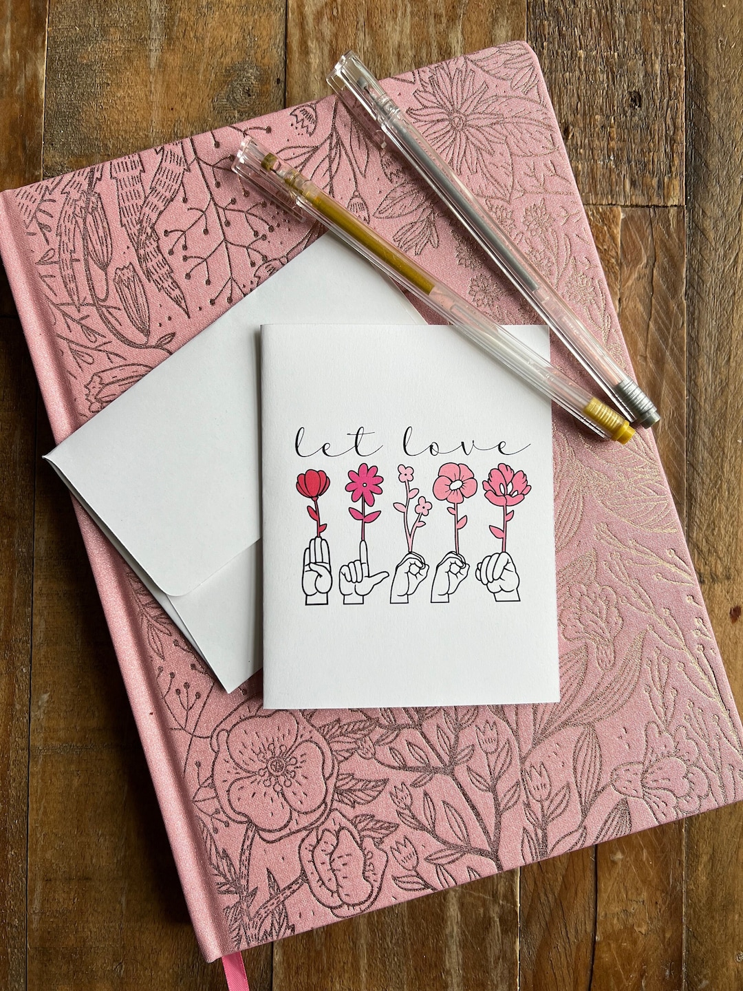 Sign Language Card / Let Love Bloom ASL Card / Sign Language Gift / ASL ...