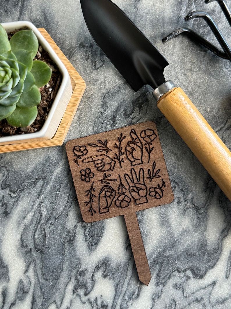 ASL Plant Stake / Sign Language Garden Marker for Indoor Plants / ASL ...