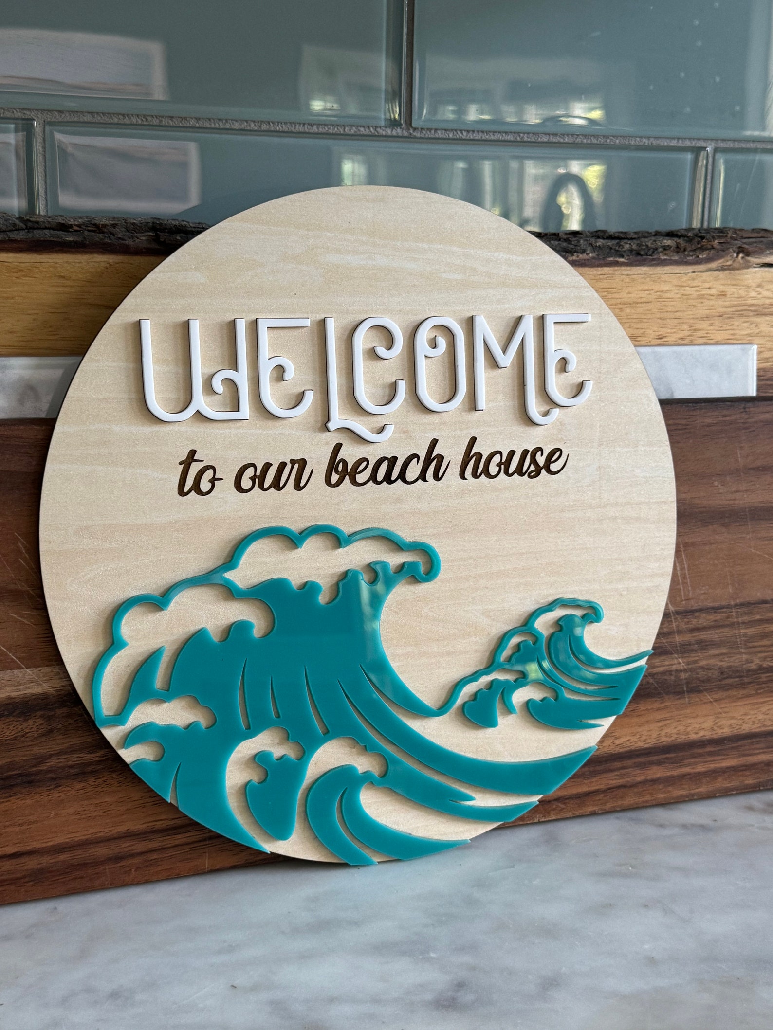 Beach House Welcome Sign / Ocean Wave Door Sign / Coastal Decor / Beach ...