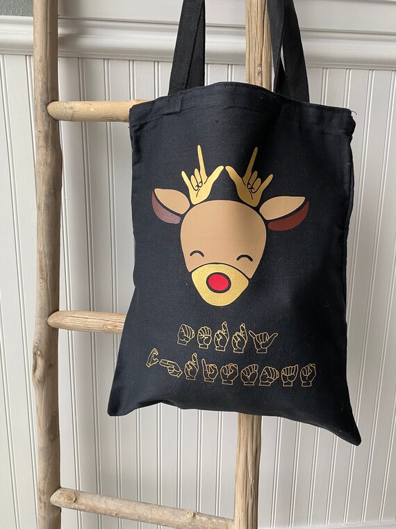 American Sign Language Tote Bag / ASL Christmas Bag / Reusable - Etsy