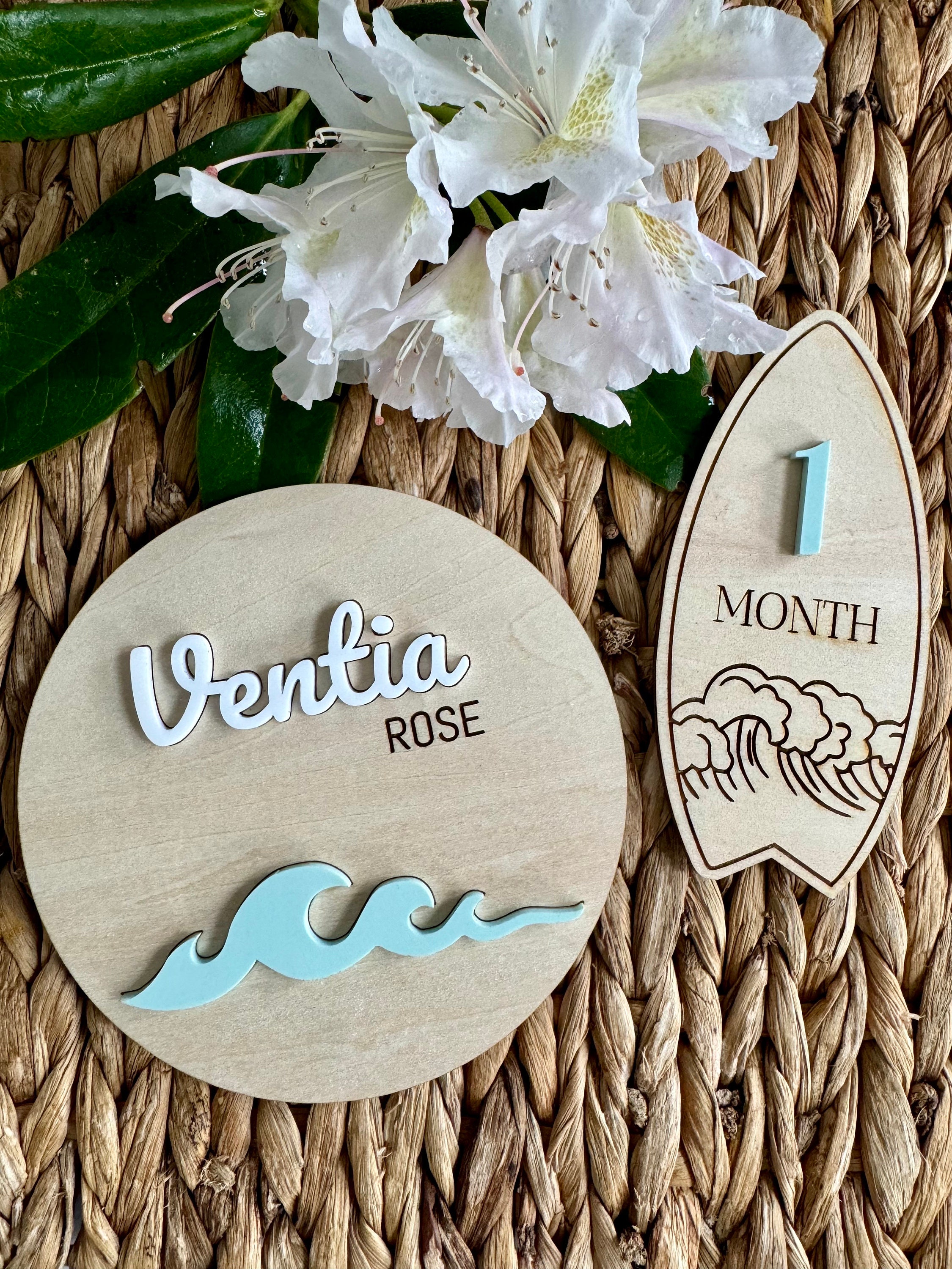 Ocean Birth Announcement and Surfboard Milestone Marker / Ocean Theme ...