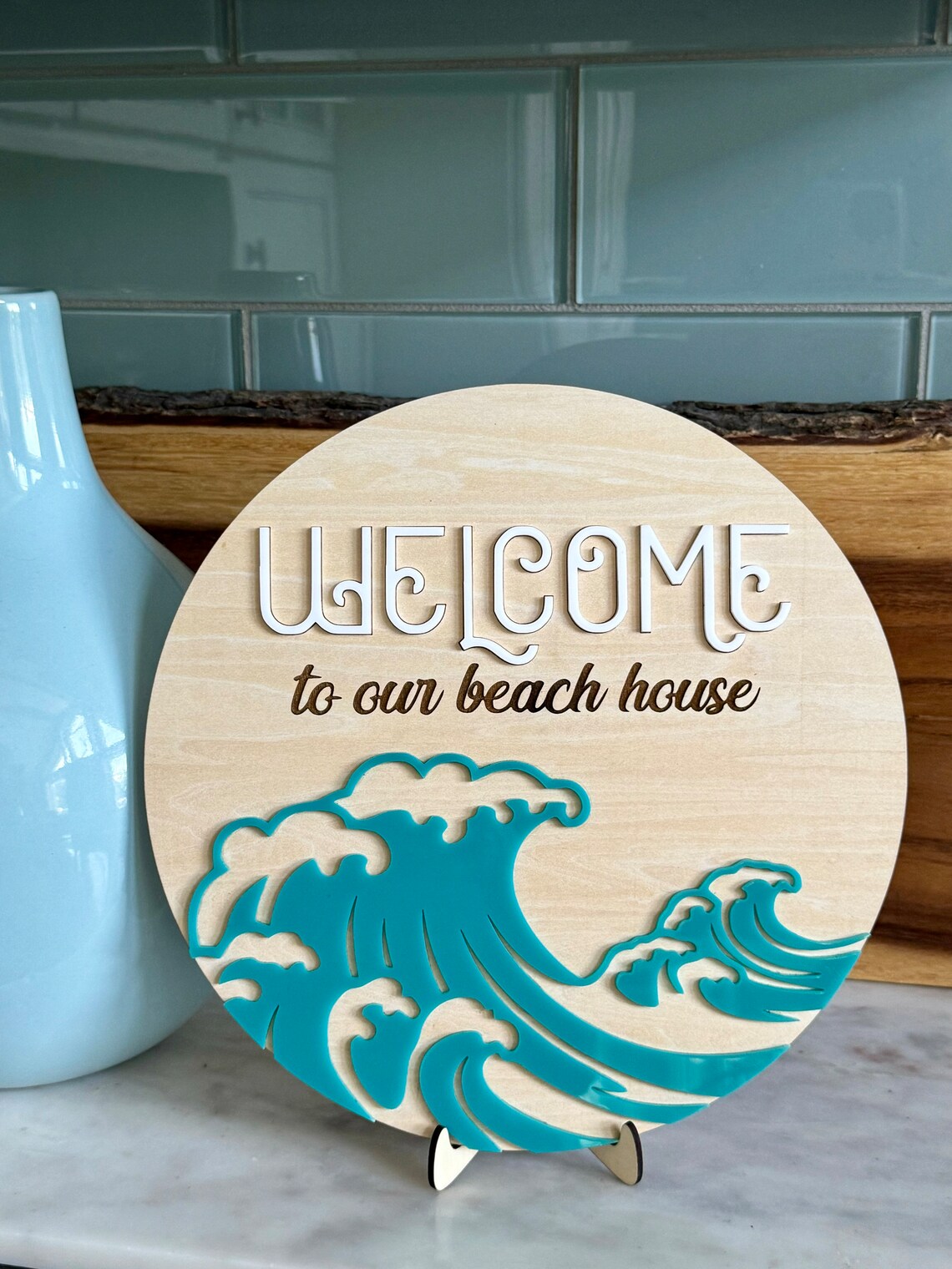 Beach House Welcome Sign / Ocean Wave Door Sign / Coastal Decor / Beach ...