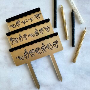 Personalized Sign Language Cake Topper / ASL Happy Birthday Cake Topper ...