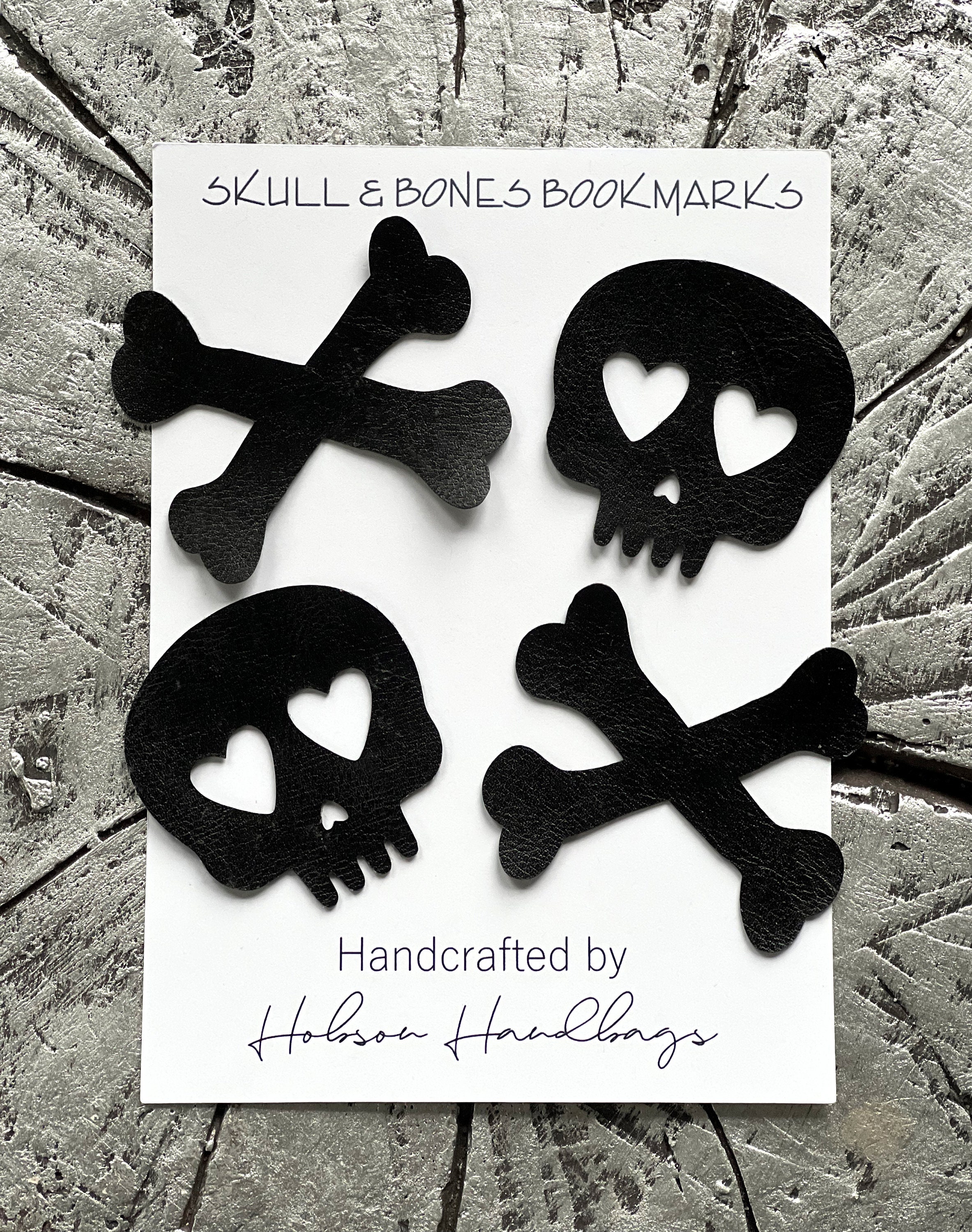 Skull and Bones Bookmark Set / Faux Leather Skull Bookmark / Book Lover ...