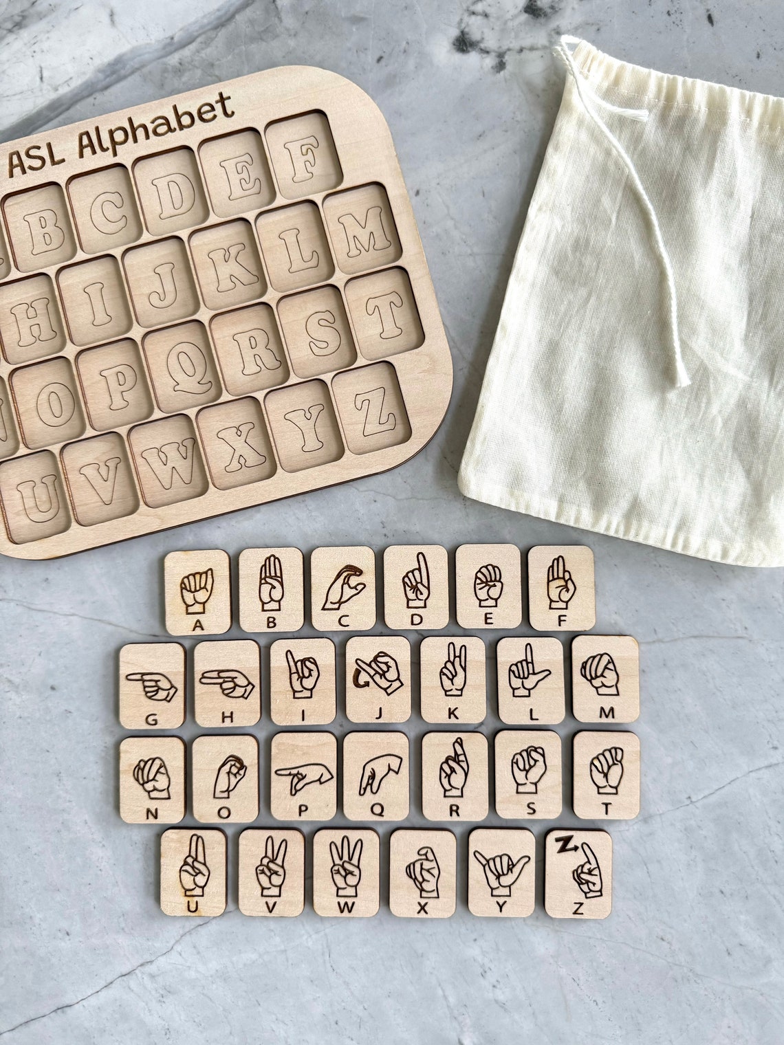 Wood Sign Language Puzzle / ASL Alphabet Puzzle / Montessori Alphabet ...