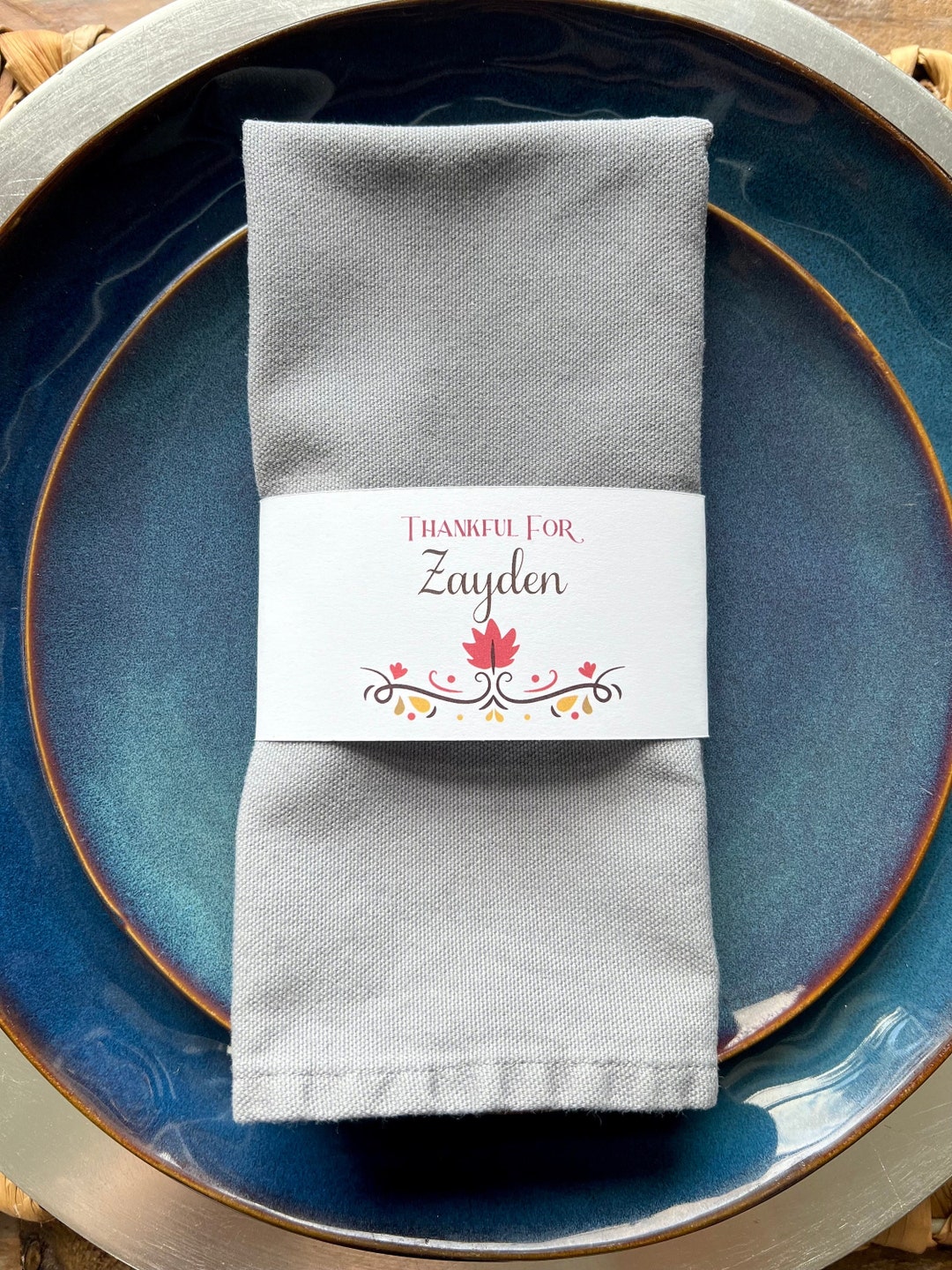 Personalized Thanksgiving Napkin Wraps / Printed Place Cards ...
