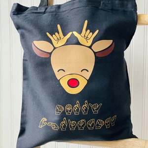 American Sign Language Tote Bag / ASL Christmas Bag / Reusable Shopping ...