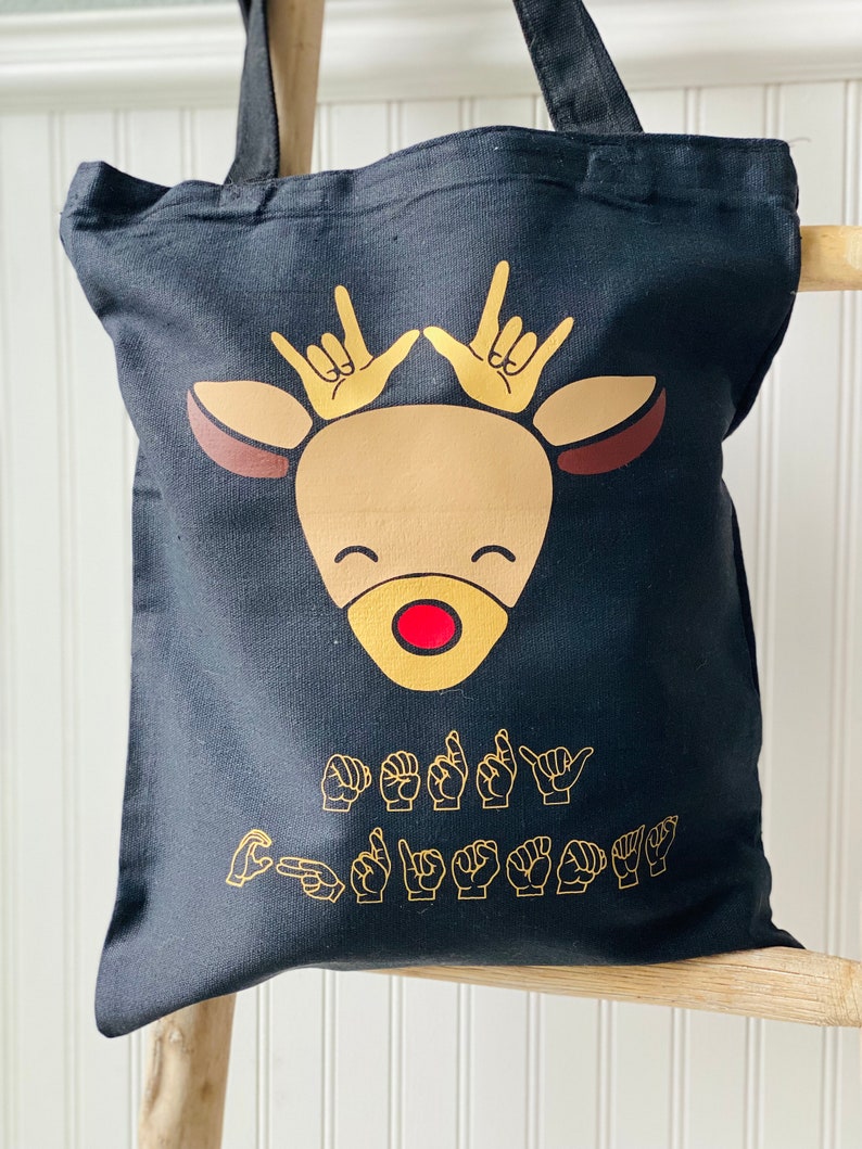 American Sign Language Tote Bag / ASL Christmas Bag / Reusable Shopping ...