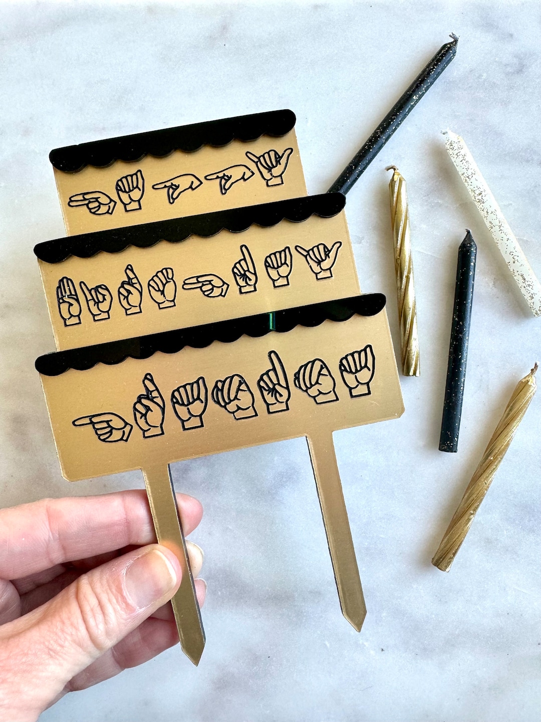 Personalized Sign Language Cake Topper / ASL Happy Birthday Cake Topper ...